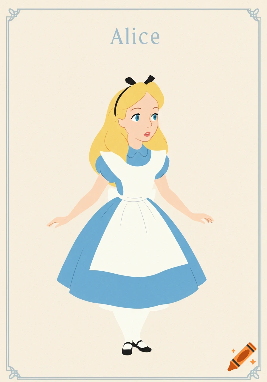 Alice from Disney's Alice in Wonderland cries in a garden. on Craiyon