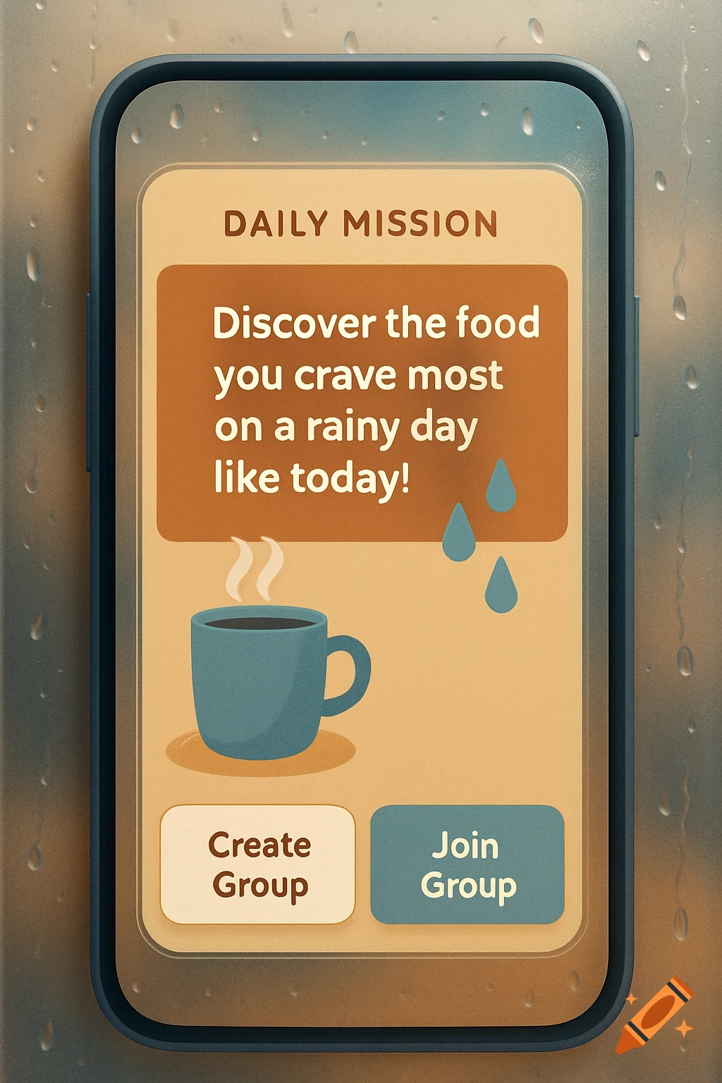 Illustration of a smartphone displaying a 'Daily Mission' app with text ...