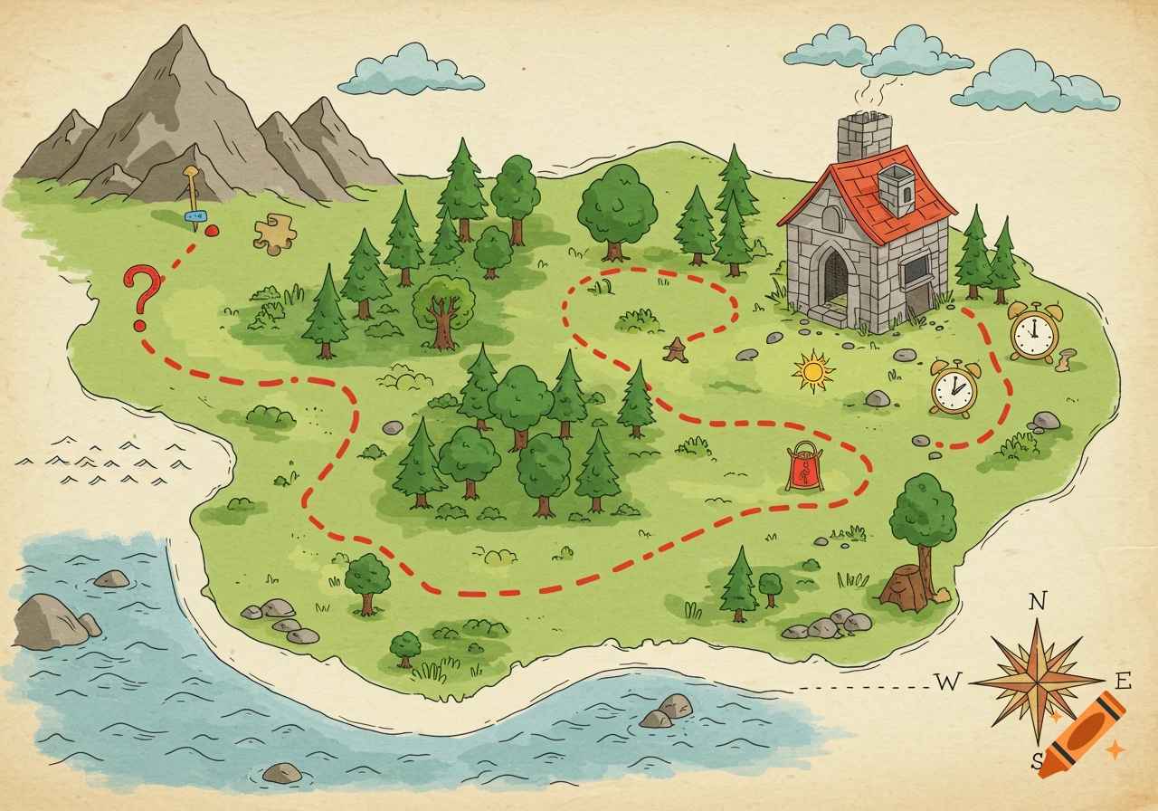 Lush evergreen forest rendered in an isometric style, resembling a game ...