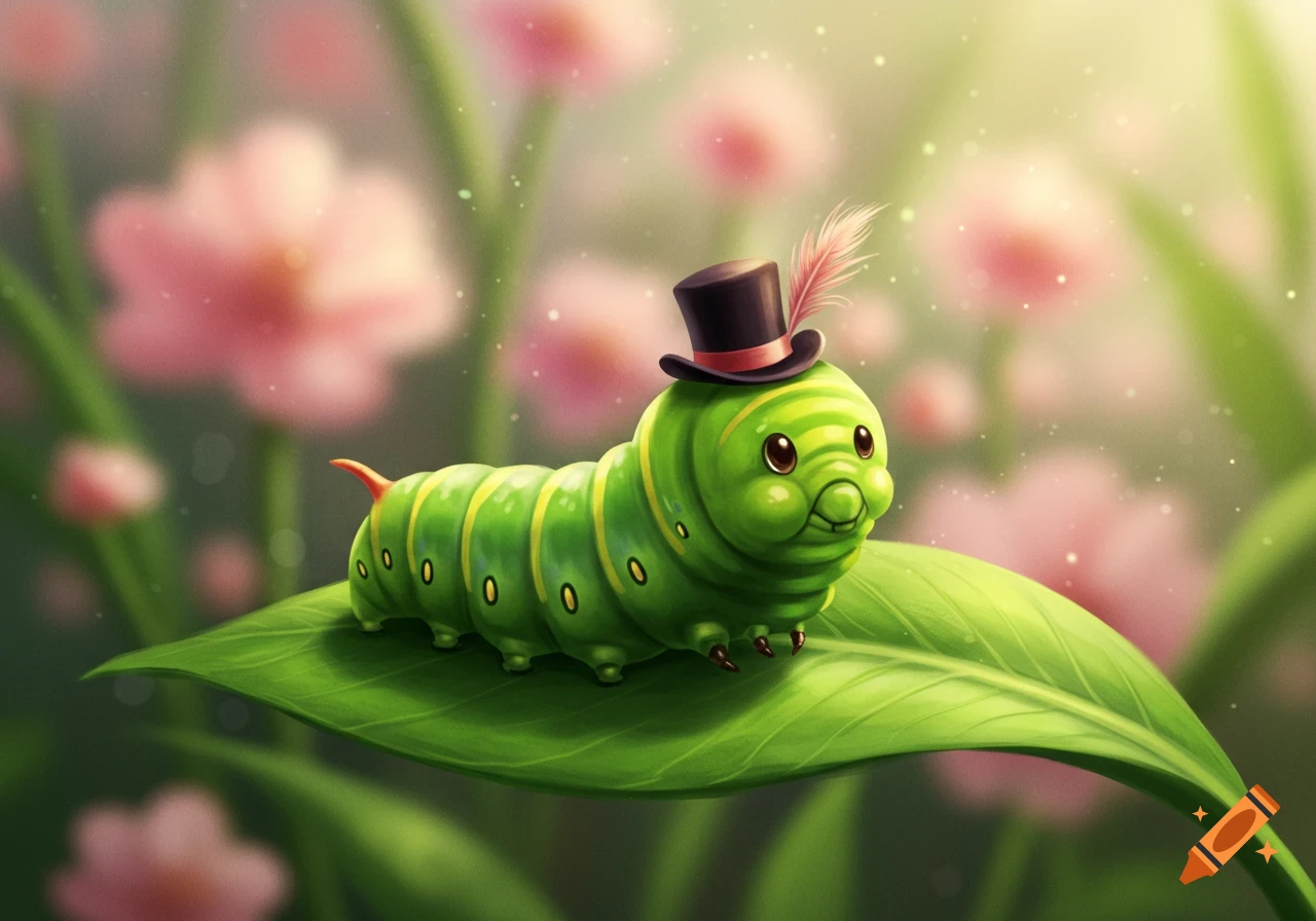 A majestic snail wearing a golden crown sits on a mossy cliff, bathed ...