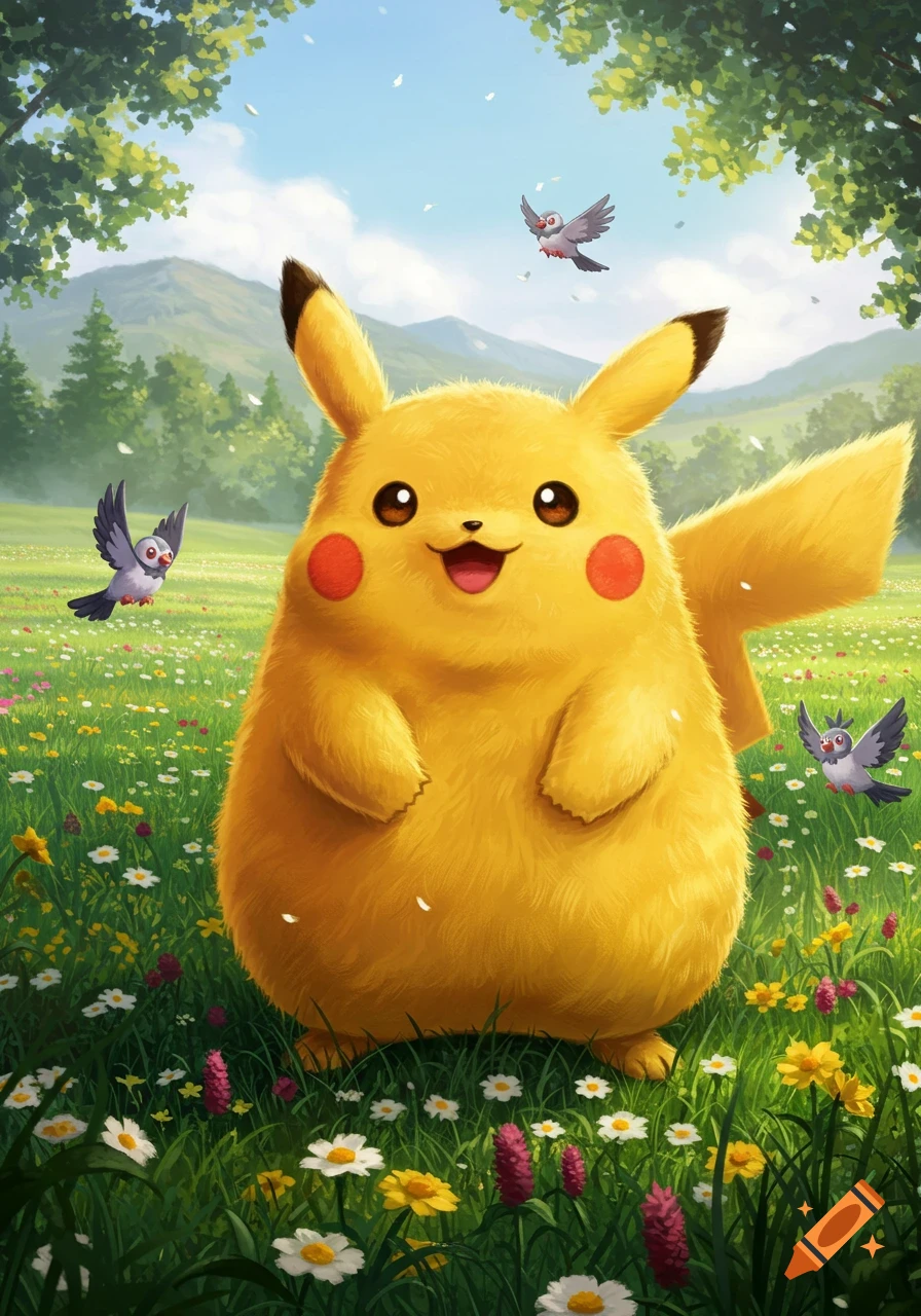 Mew, a pink Pokémon, smiles while holding several trading cards, with ...