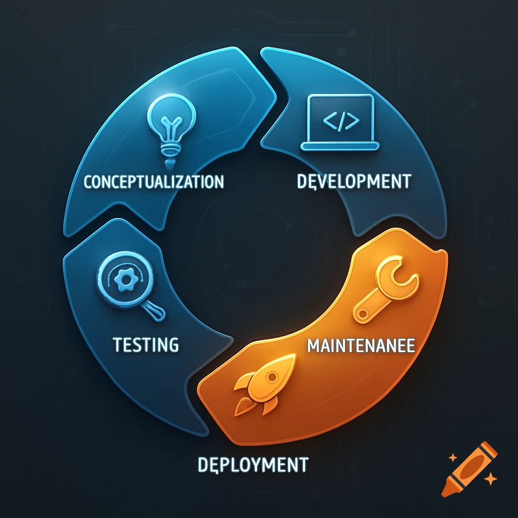 Circular infographic showing stages of a technological process ...