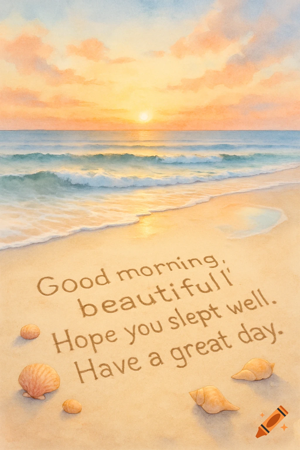 Photorealistic image of 'Good morning! Hope you slept great! Have a ...