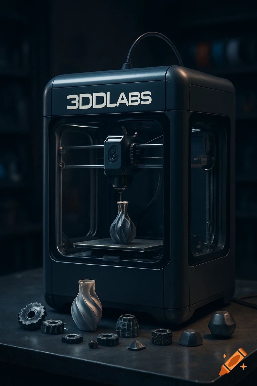 A laser machine cutting head, gradient from light to dark gray ...