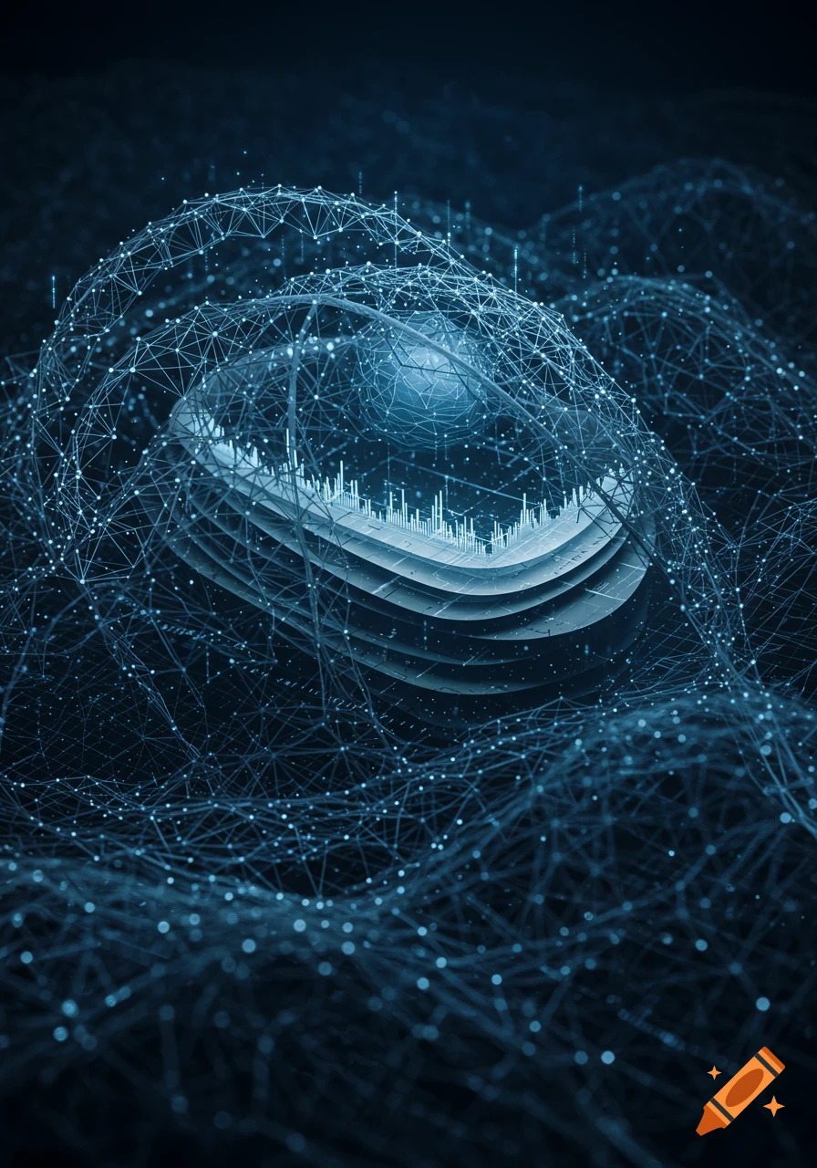 Abstract 3D blue and gray acoustic signal spectrogram with ...