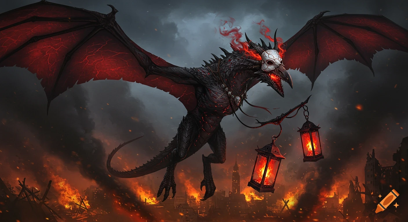 An anime-style digital painting shows a white-winged angel and a red ...