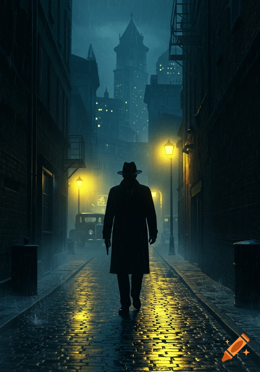 A painterly 1920s club exterior at night. A neon sign reads "GOLDMARK'S ...