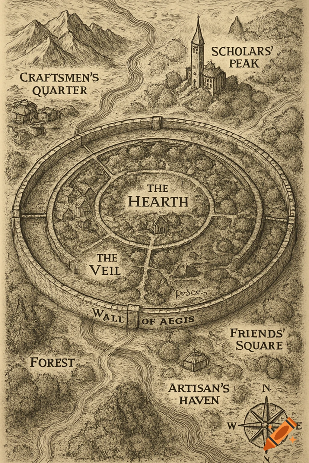 Richly illustrated medieval fantasy manuscript page with dragons ...