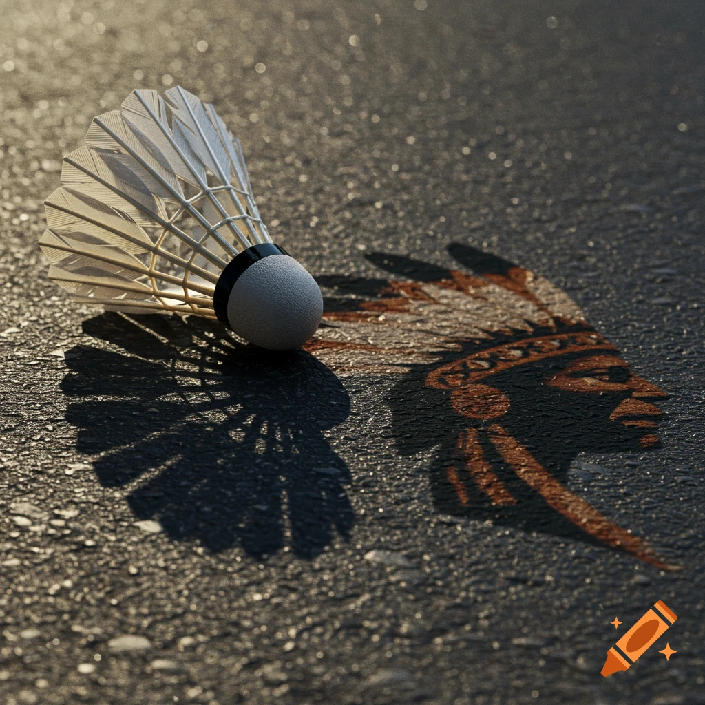 A close-up of a badminton shuttlecock flying at high speed, leaving ...