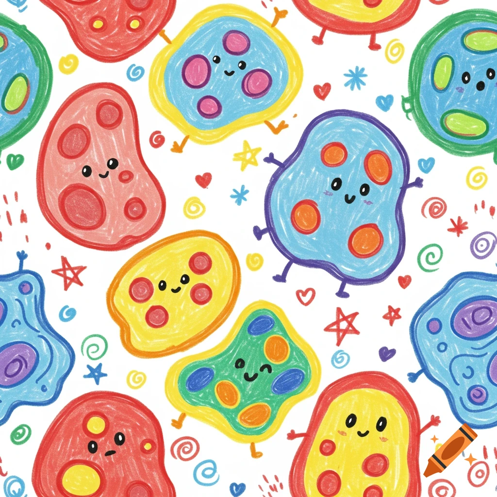 Illustration of various colorful, happy cartoon germs and viruses in ...