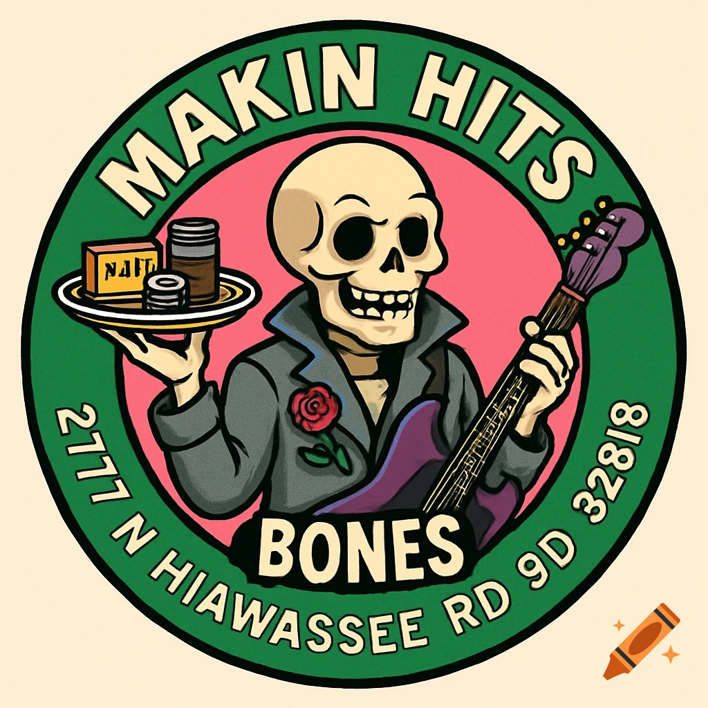 Black and white line art of a horned skull wearing a leather jacket and ...