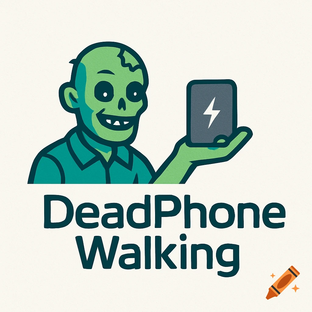 A green cartoon zombie holding a smartphone with a lightning bolt ...