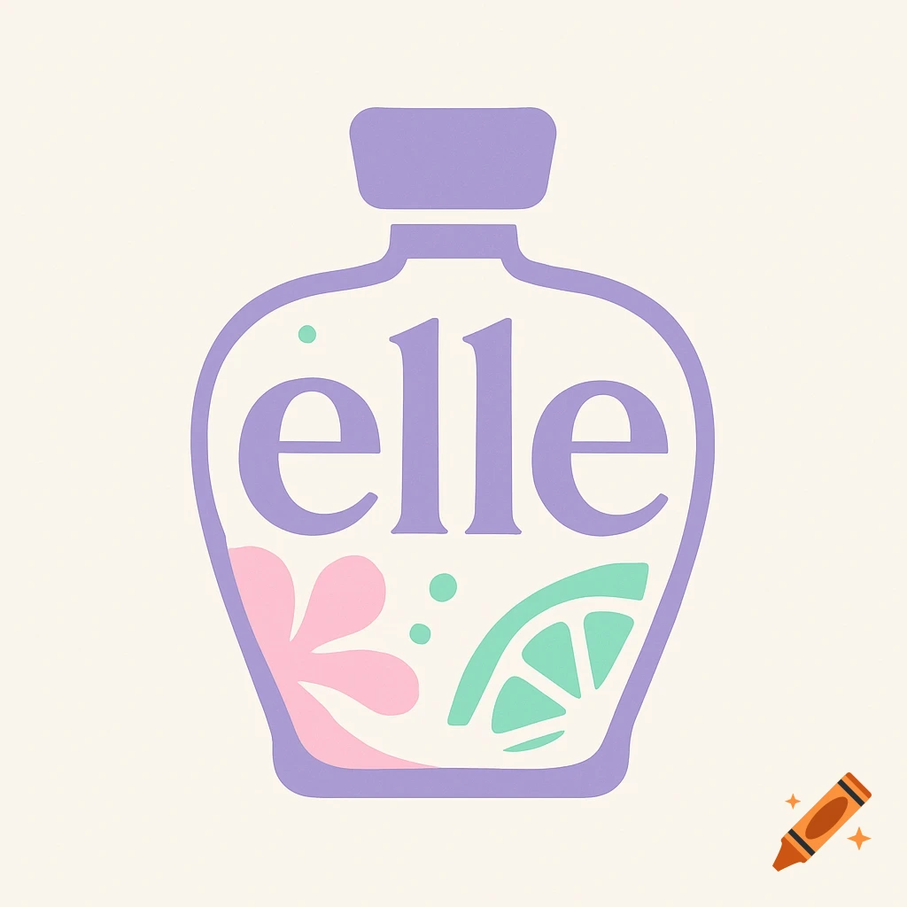 A stylized logo featuring a purple perfume bottle shape, containing the ...