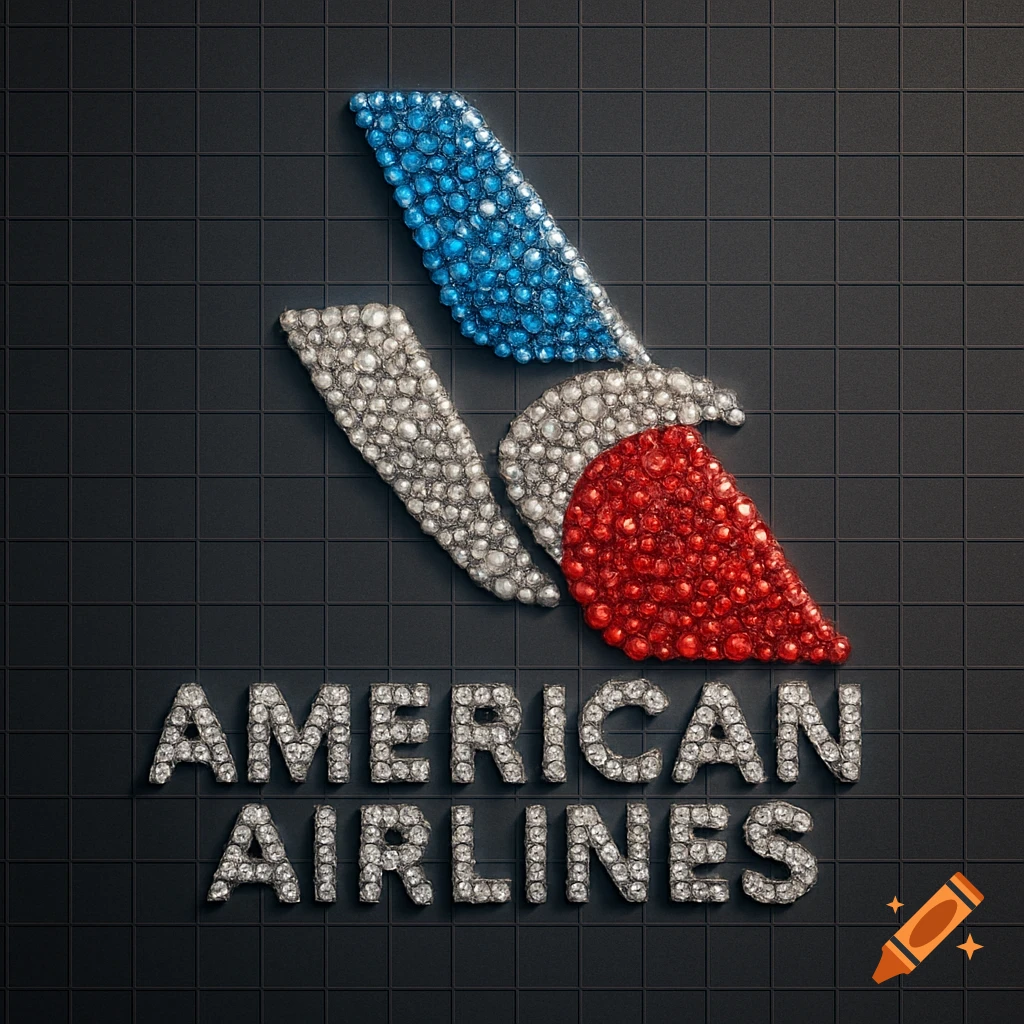 Beaded American Airlines logo in red, white, and blue on a dark gray ...