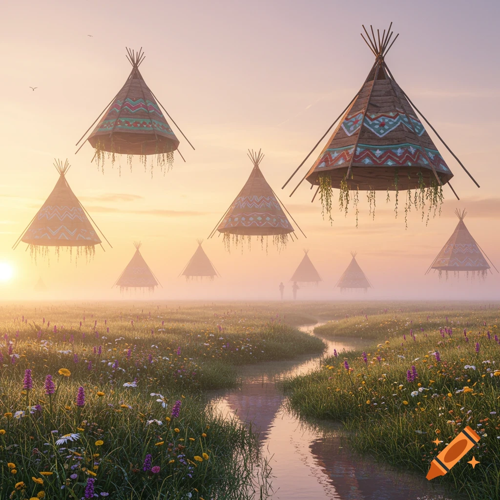 Two Indigenous people in elaborate traditional clothing stand side by ...