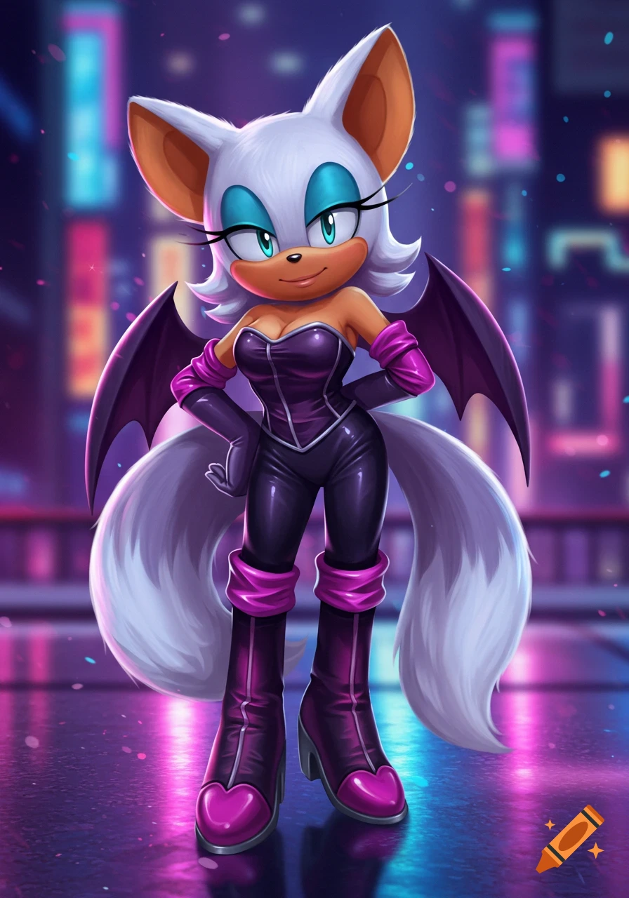 Rouge the Bat from Sonic the Hedgehog stands in a futuristic city at ...