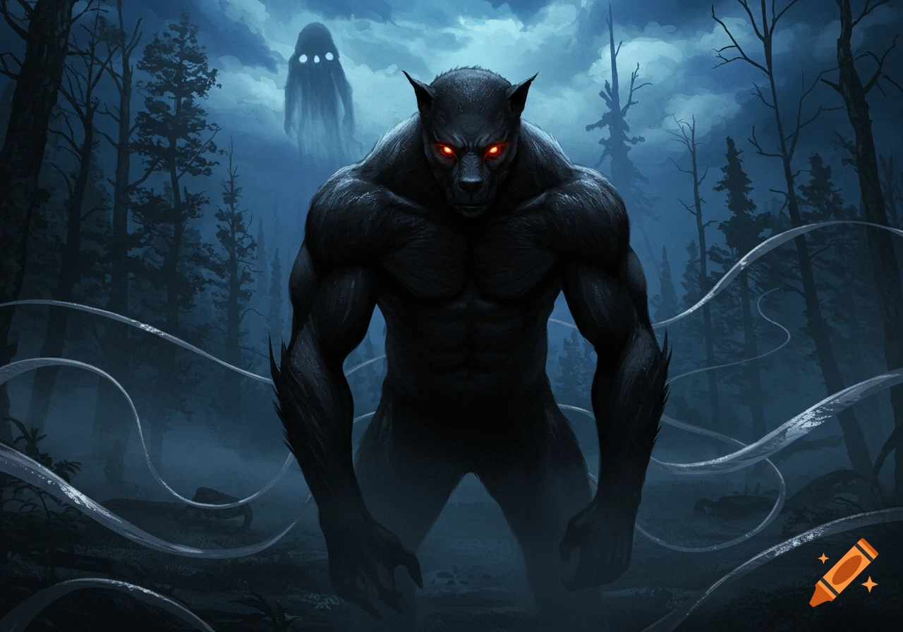 A muscular reptilian monster with black and purple camouflage skin and ...