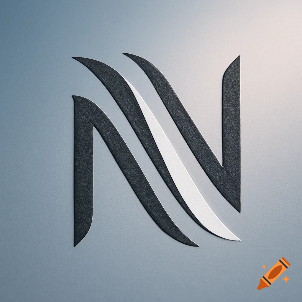 A stylized capital letter 'N' formed by three textured lines, two dark ...