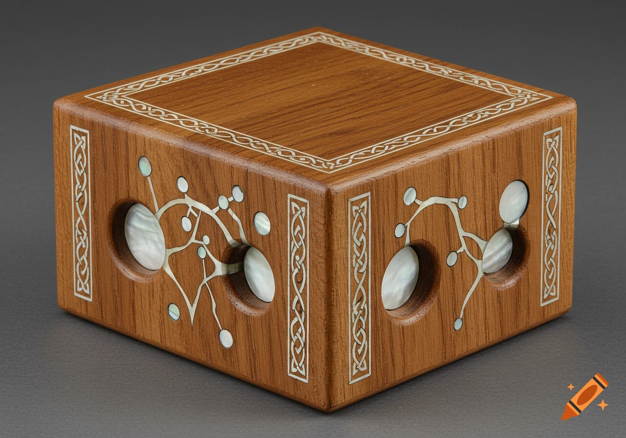 Siberian folk art wooden box with multicolor vintage design depicting ...