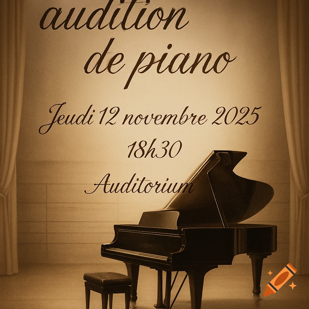 Art exhibition poster with blurry red and blue city lights against a ...