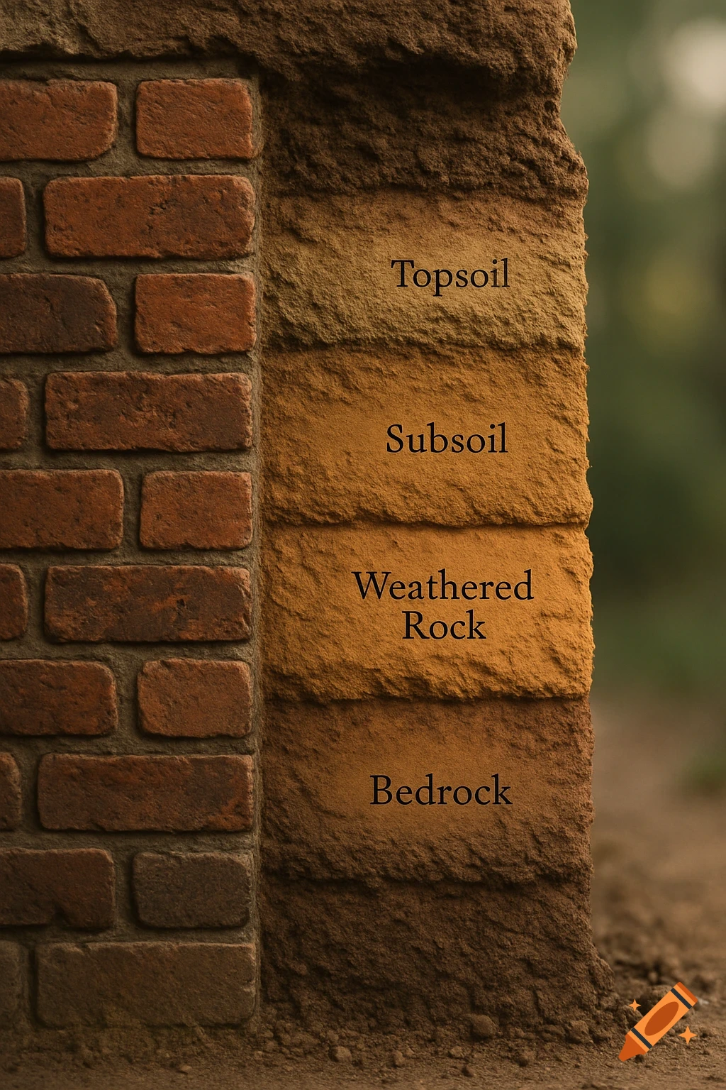 A cross-section diagram showing earth layers (topsoil, subsoil ...