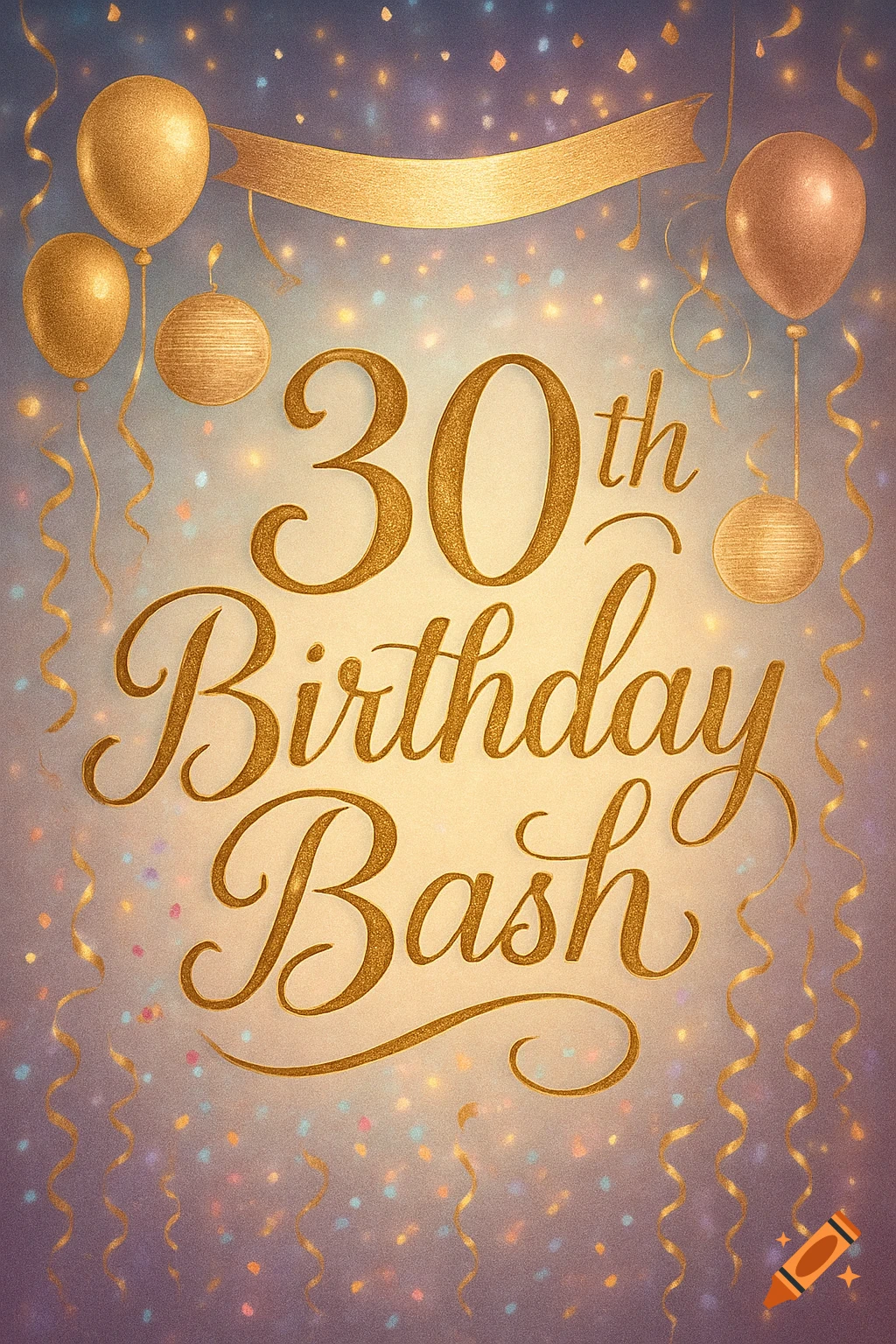 Golden 'Happy 40th Birthday' text with sparkling confetti and bokeh ...