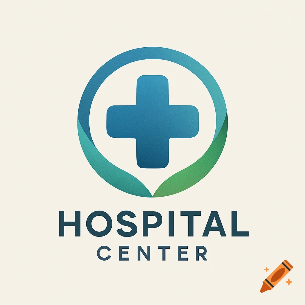 A blue medical cross inside a circular logo with green accents and the ...