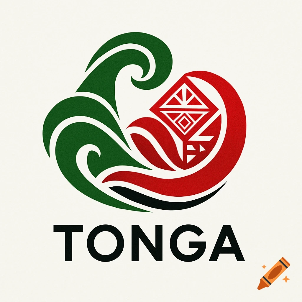 A bold logo featuring stylized green waves and a red shape with a ...