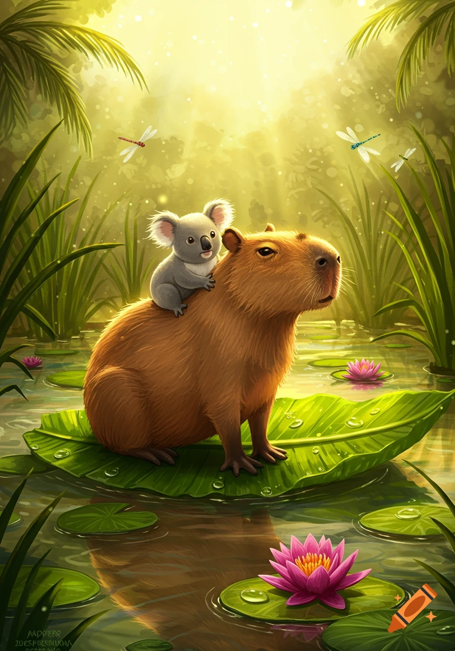 Capibara+niña+png created on Craiyon