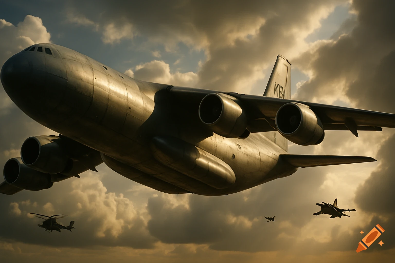 Interior of a large cargo plane filled with freight, looking towards ...