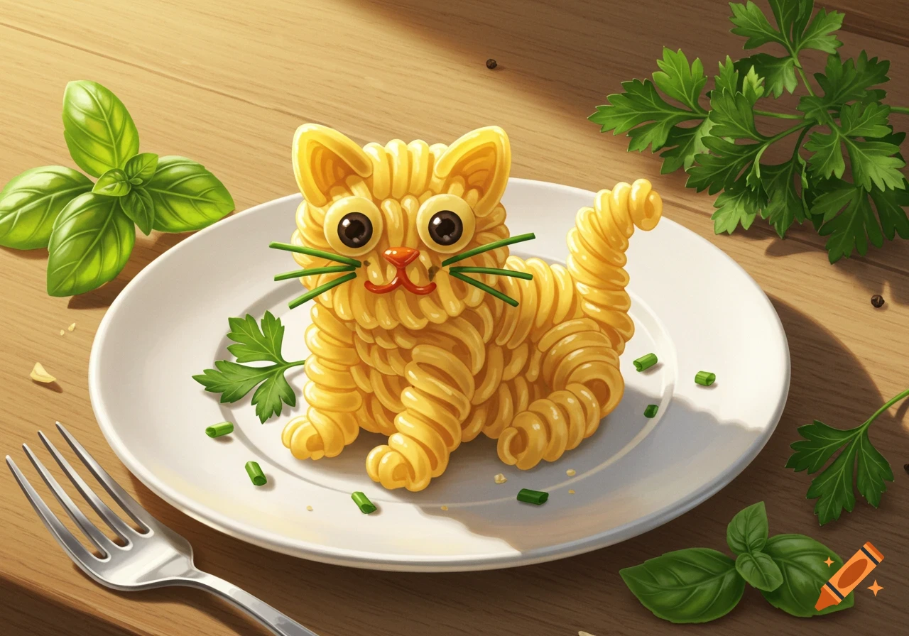 A highly stylized human cell diagram made of fruit. An orange is the ...