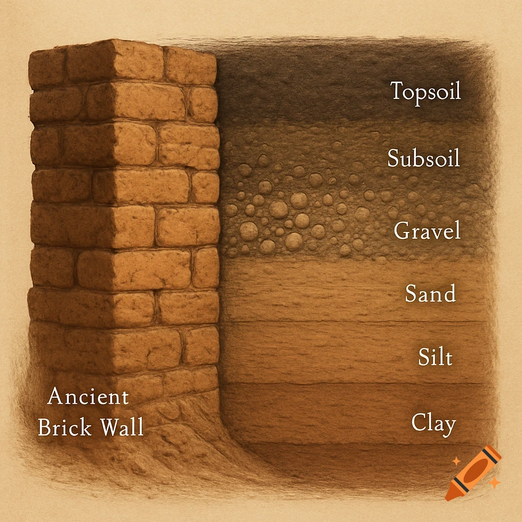 A cross-section diagram showing earth layers (topsoil, subsoil ...