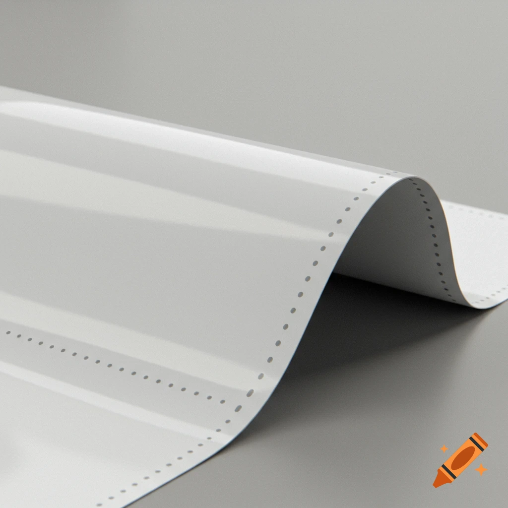 A blank, photorealistic white continuous form paper or price sticker ...