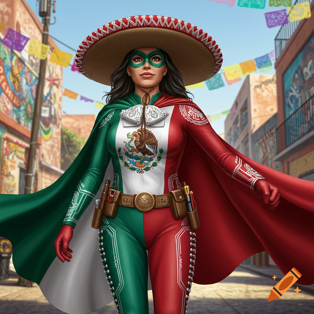 A stylized woman in a green sequined dress and a man in a Venezuelan ...