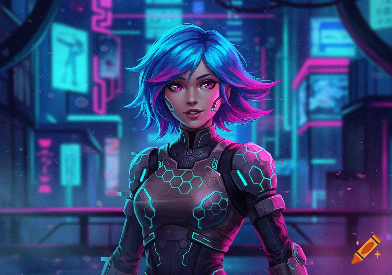 Jinx, a blue-haired woman with glowing purple eyes, grins maniacally ...