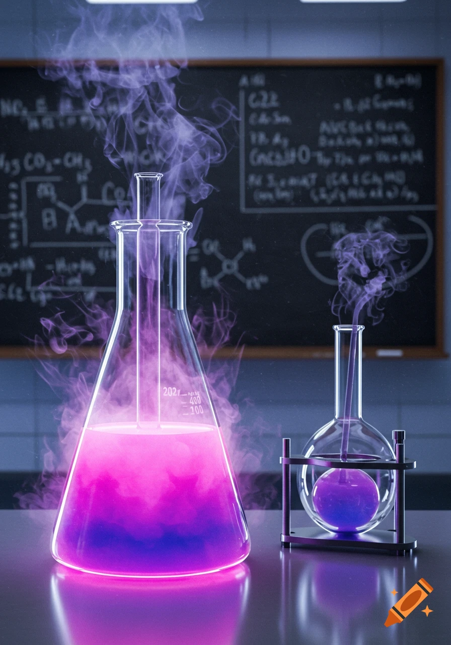 A photorealistic Elf on the Shelf sits in a chemistry lab among ...