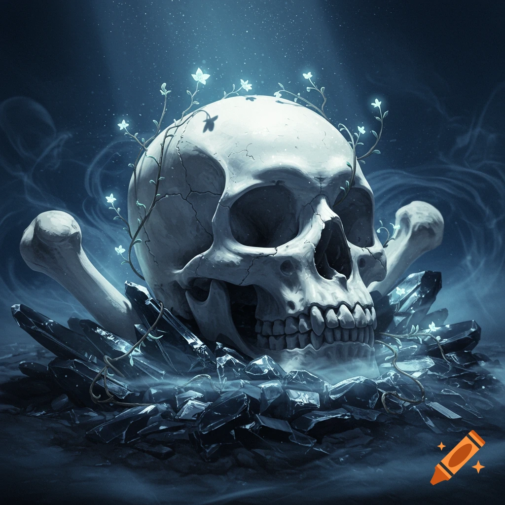 Melting cute skull drawing on Craiyon