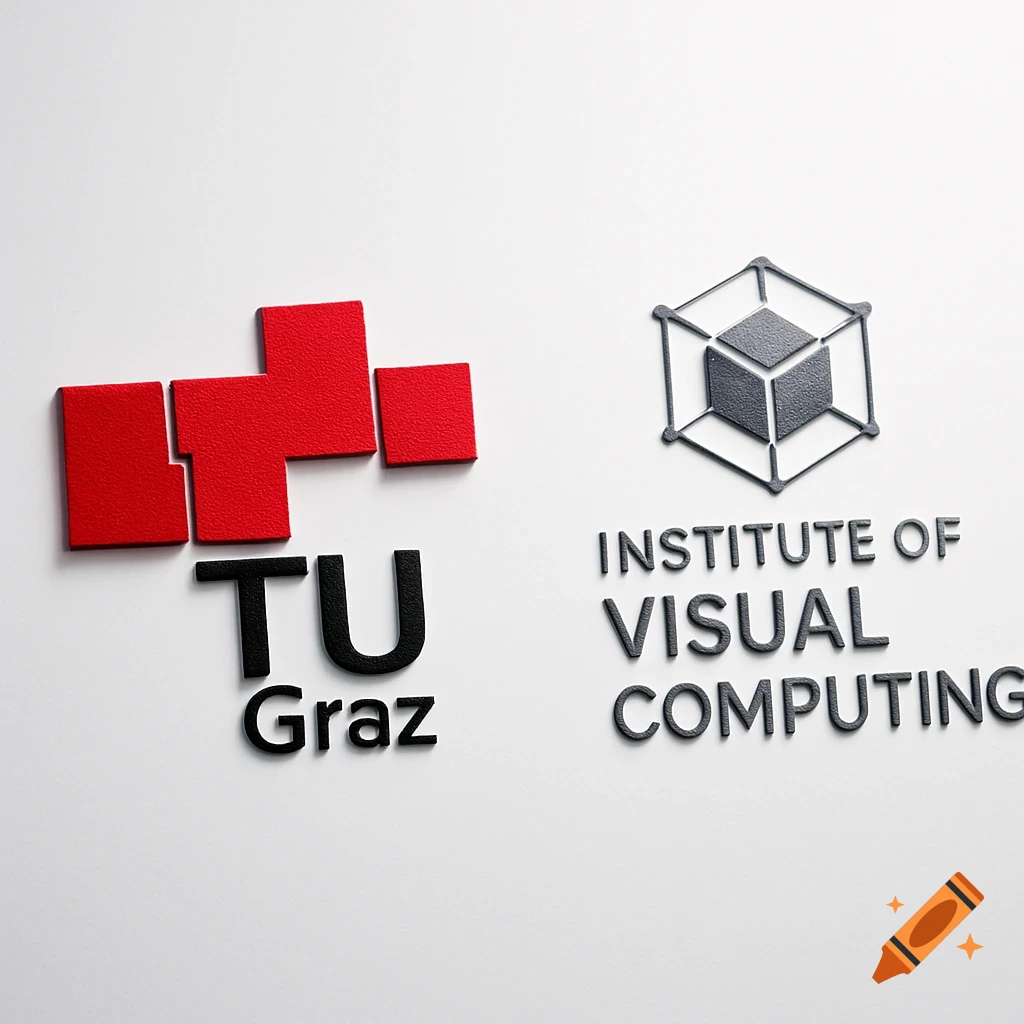 Two logos on a white background: one with red squares and "TU Graz" in black text, and another ...