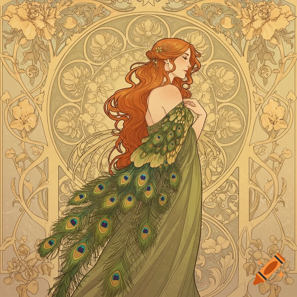 Six Art Nouveau style portraits of women representing spring, summer ...