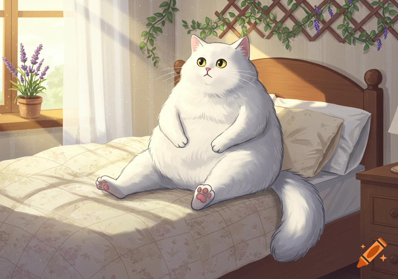 A happy orange chibi cat comforts a crying grey chibi cat in a cozy ...