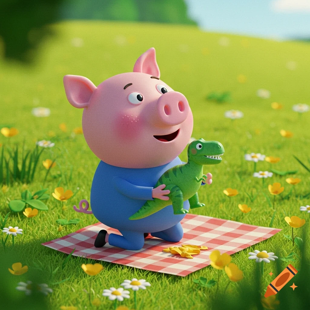 Cartoon+boy+with+pig created on Craiyon