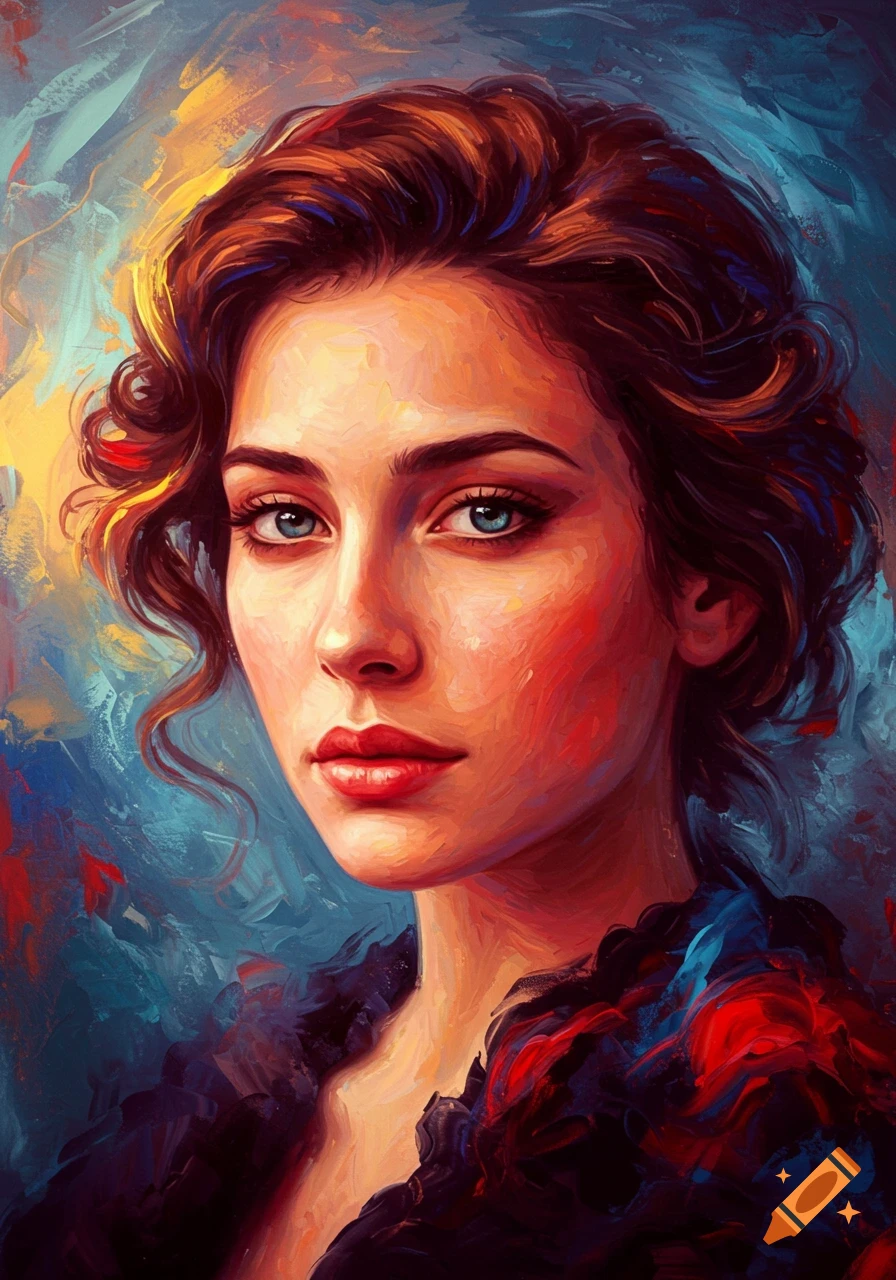 Fauvist expressionism painting of a woman with blue skin, orange hair ...