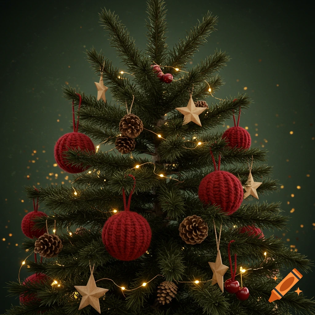 A festive green Christmas tree adorned with gold and silver ornaments ...