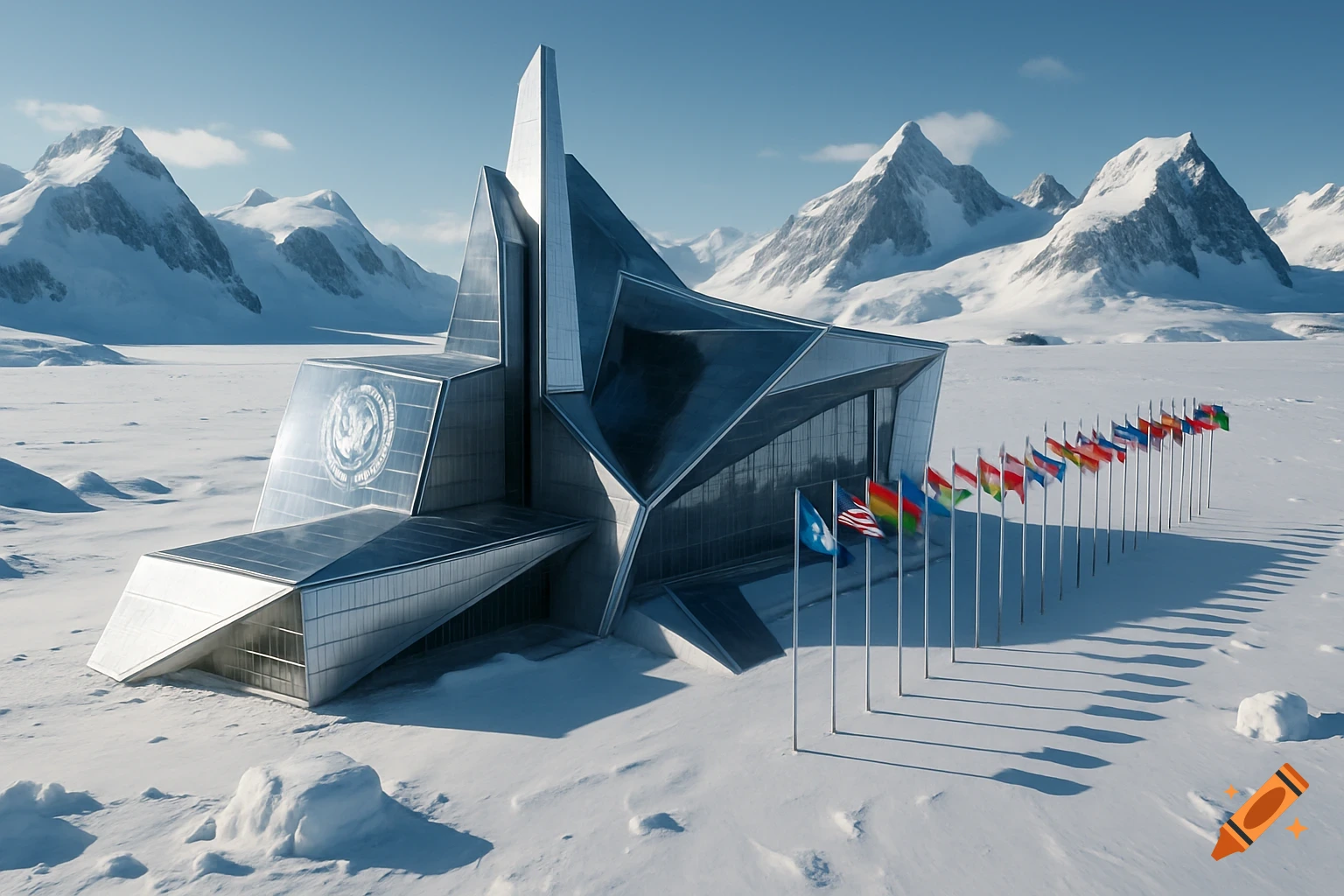 A number 4 textured with the Swedish flag and a blue rectangular object ...