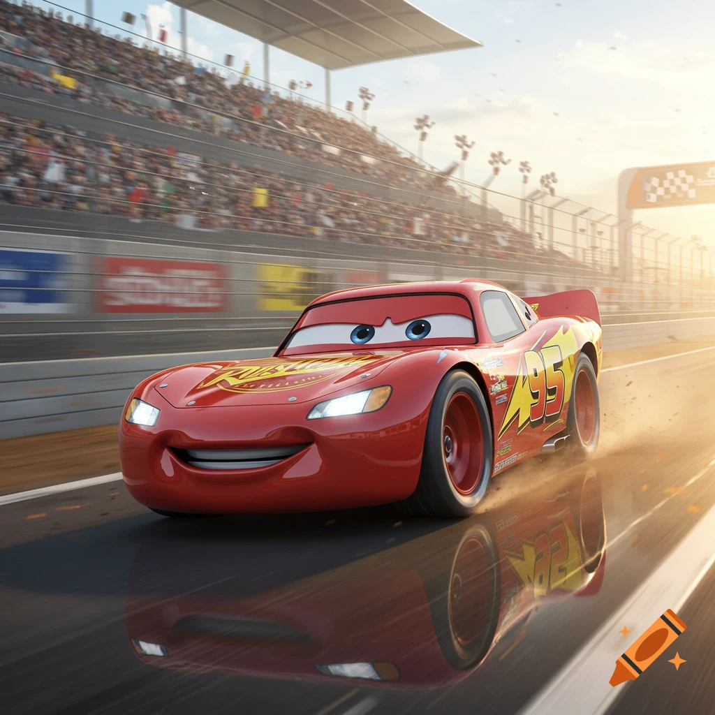 Lightning McQueen, a red race car with blue eyes and the number 95 ...