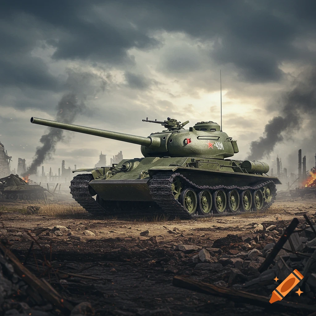 WW2 tanks cross an iron bridge under attack, with some tanks burning ...