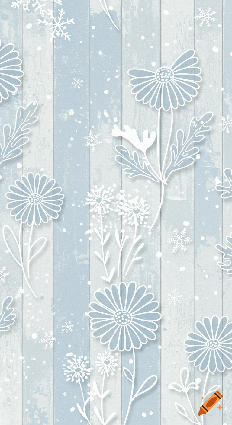 Cute rustic phone wallpaper with white outline flowers, snowflakes, and ...