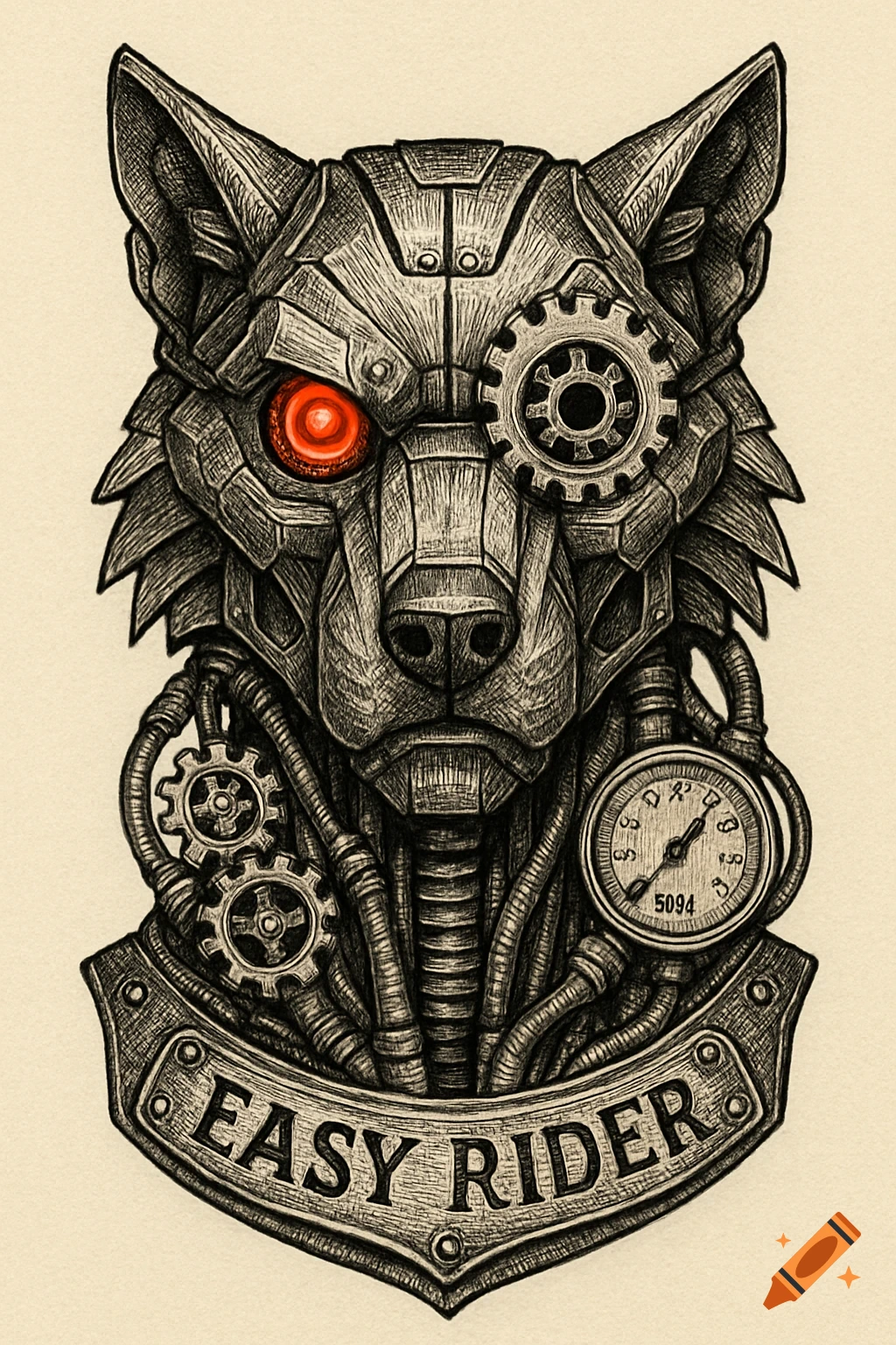 Detailed pencil sketches of steampunk mechanical devices and two ...