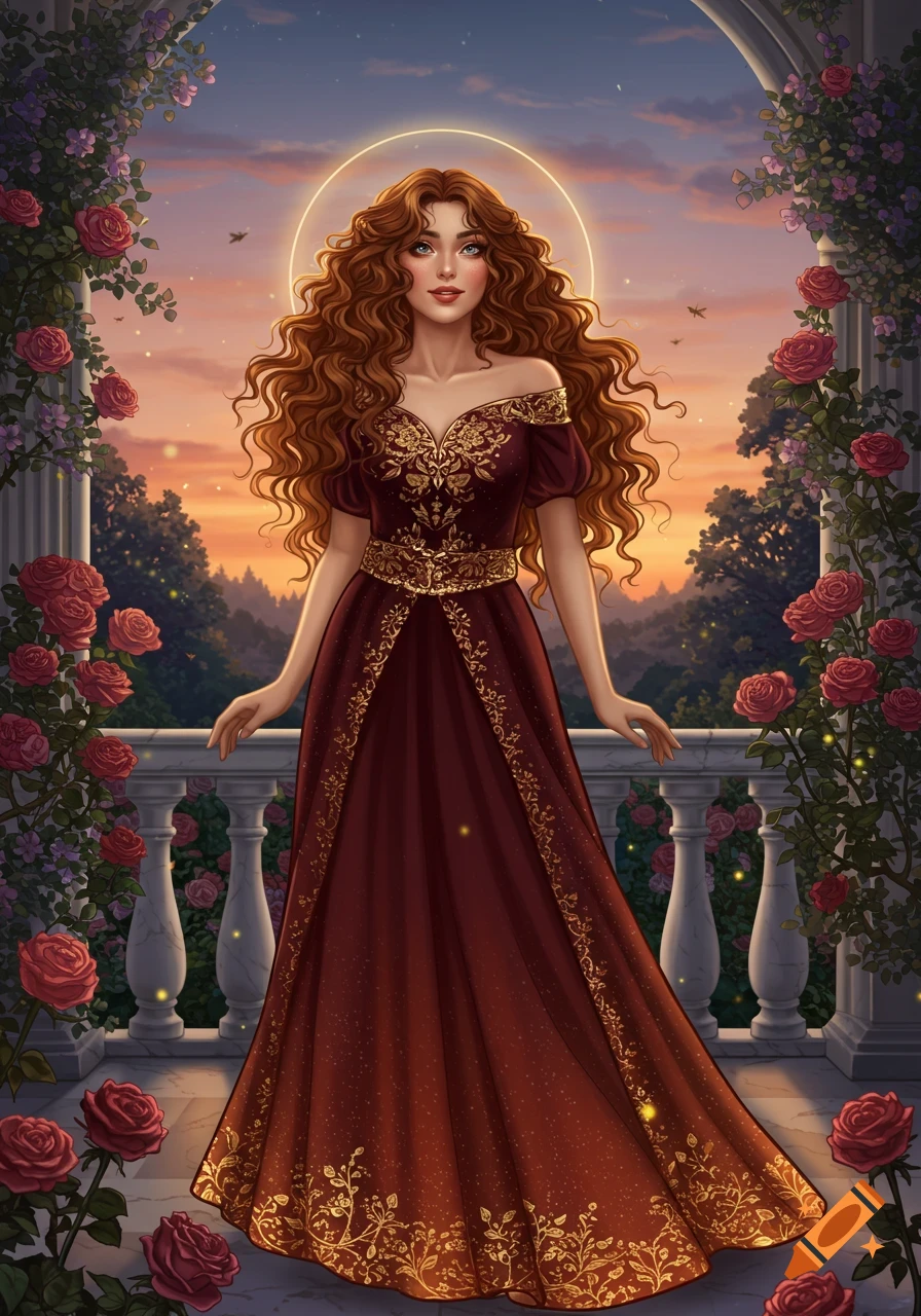 Elegant and ominous full-body costume design for 20-year-old villainess ...