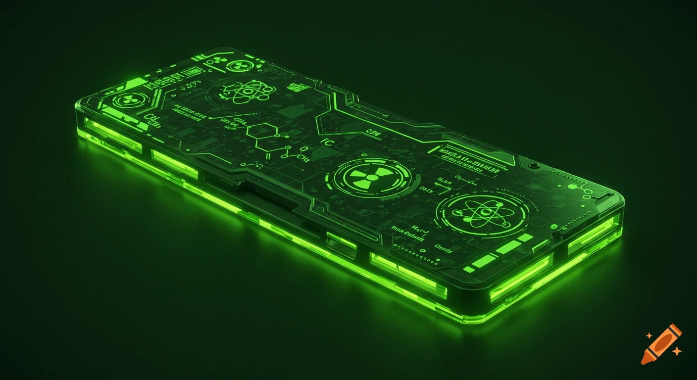 A top-down view of a futuristic glowing blue sci-fi cryobed in a dark ...